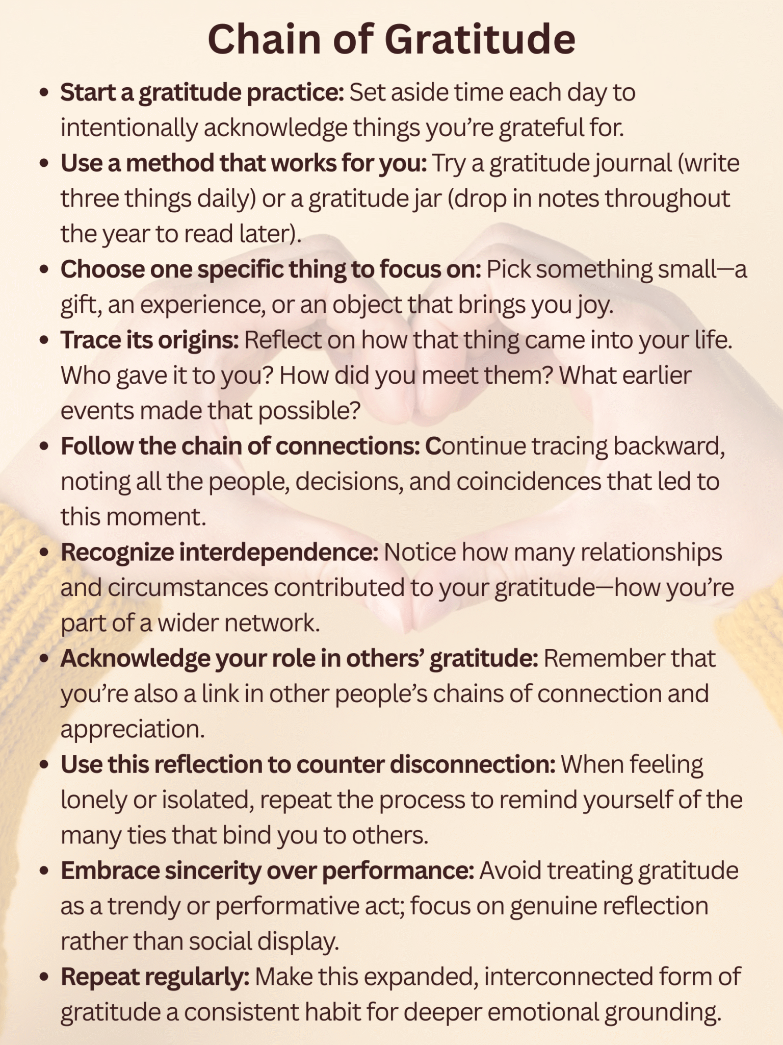 Chain of Gratitude – Compassion & Resiliency Experience (C.A.R.E.) Program